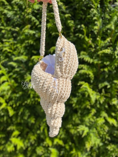“Shell cone” bag Sand – Haken en breien met Samar