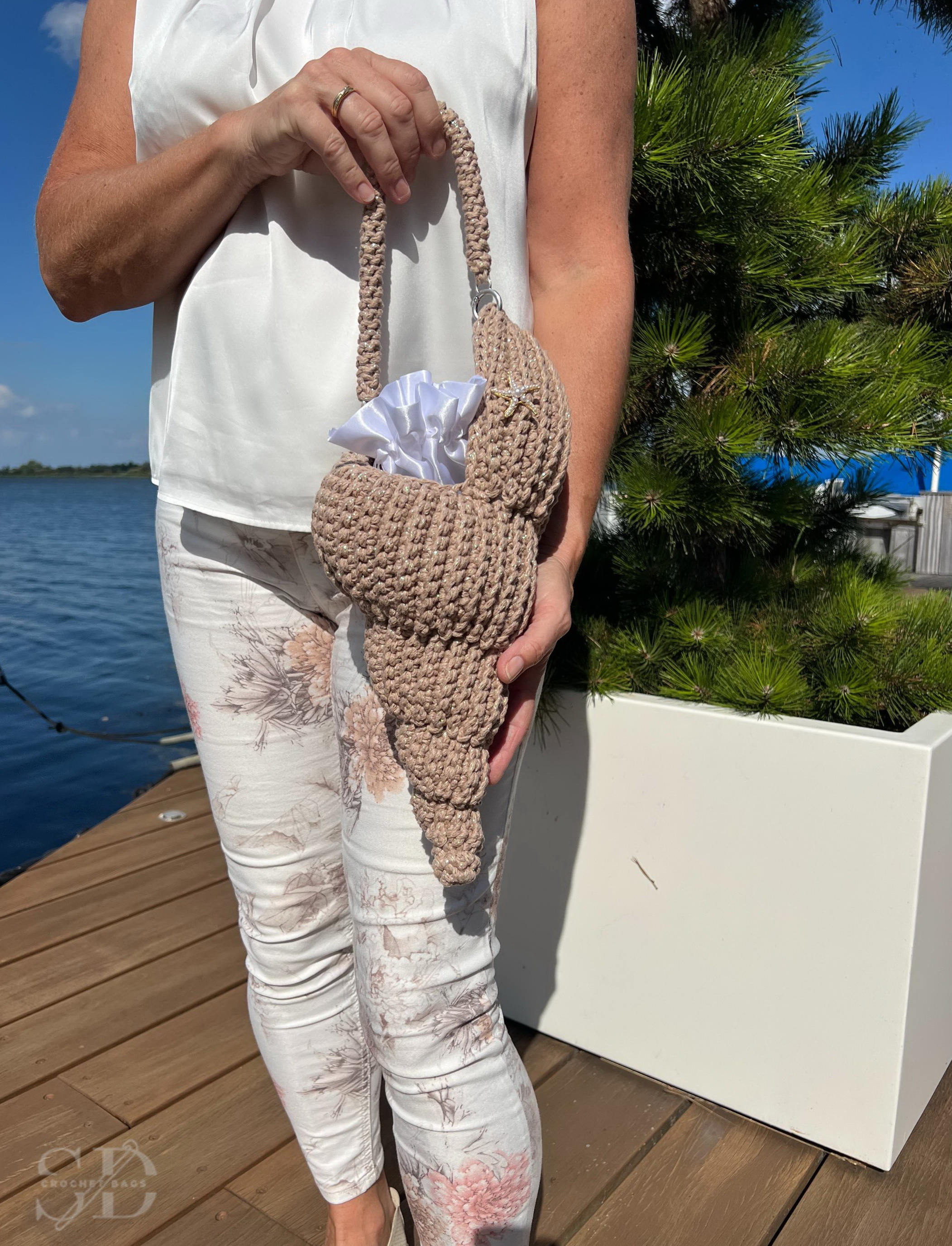 “Shell cone” bag Beige – Haken en breien met Samar